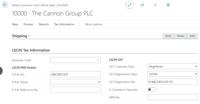 Customer Configuration