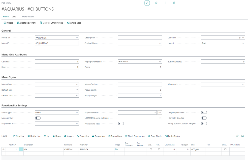 POS Setup - The Cash Invoice Form Setup Data