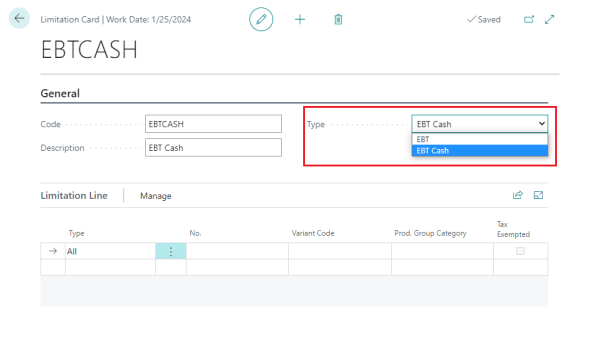EBT Cash Configuration