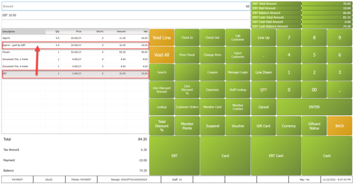 POS - Example of EBT Transactions