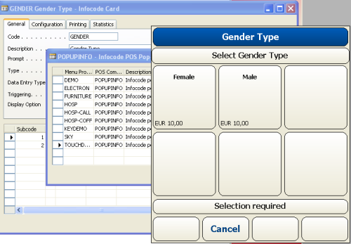 Example - Selection Infocodes