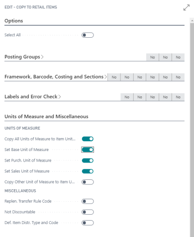 Retail Product Groups