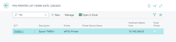 Printing with EPSON TM-Intelligent Printer on POS