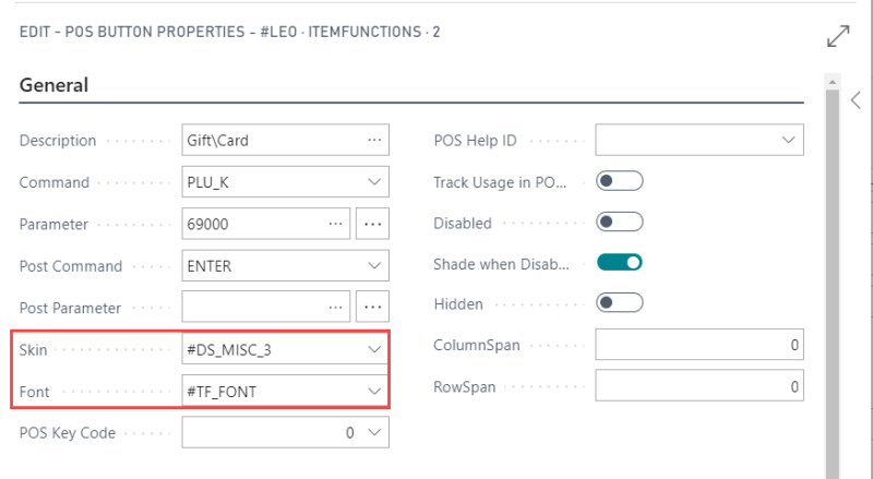 Using Skin and Font in the POS