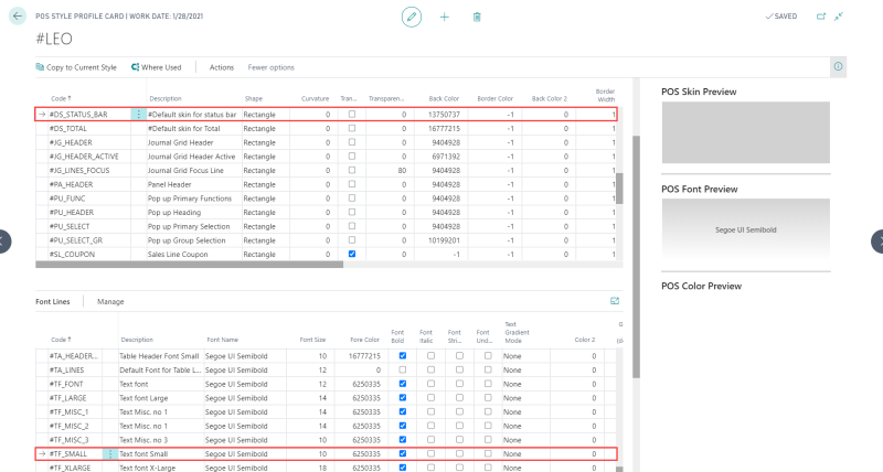 Using Skin and Font in the POS