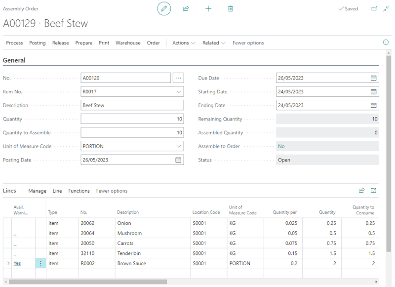 Create Assembly Orders