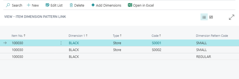 How to: Assign Dimension Pattern to Items and Stores