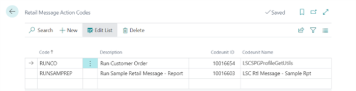 Retail Message Setup