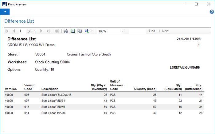 How to: Print a Difference List Report