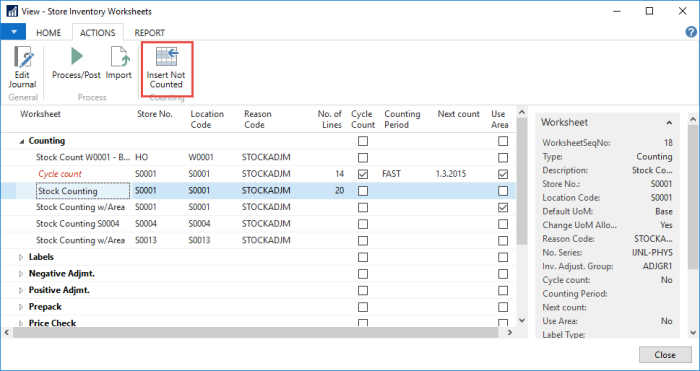 How to: Insert not Counted Items into a Counting Worksheet